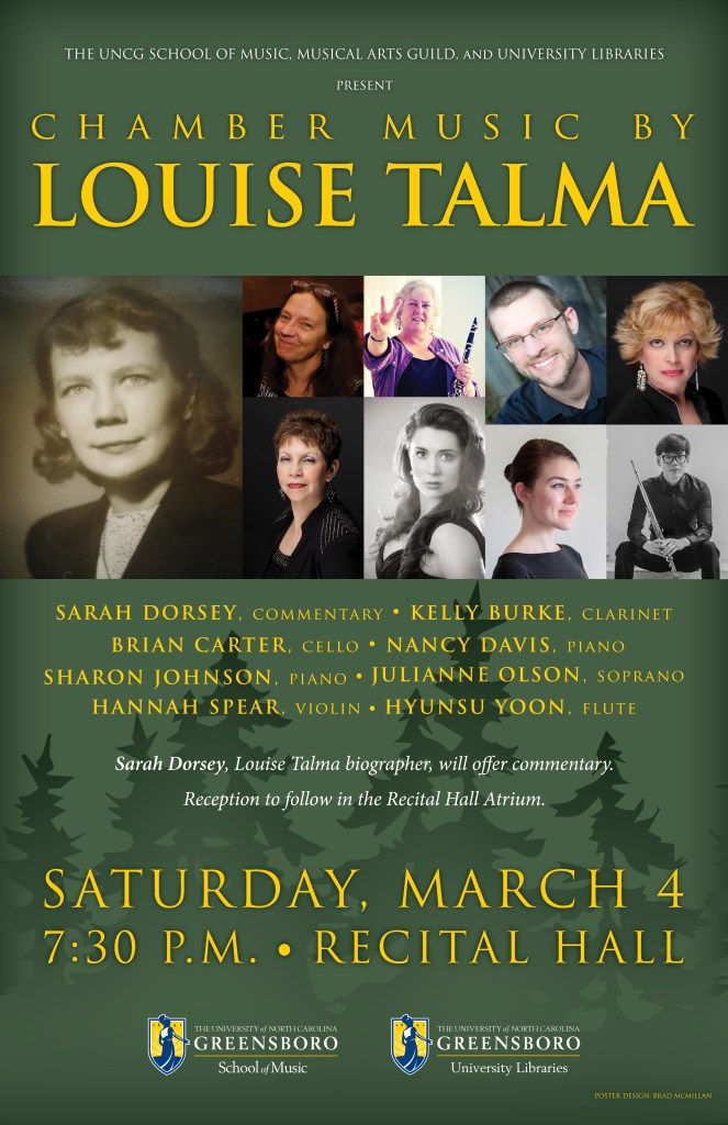 Poster for the upcoming Talma concert – "To be a biographer…"
